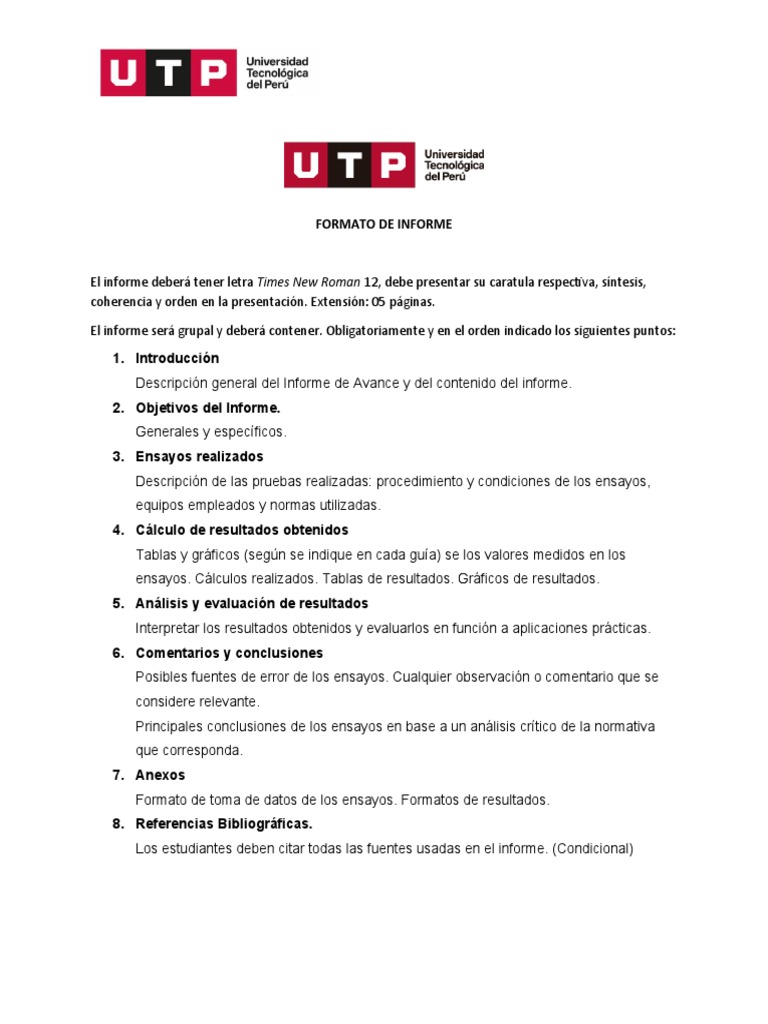 Modelo Del Informe Como Guía | PDF