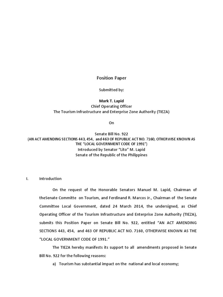 MTL Proper Pos Paper | PDF | Tourism | Poverty