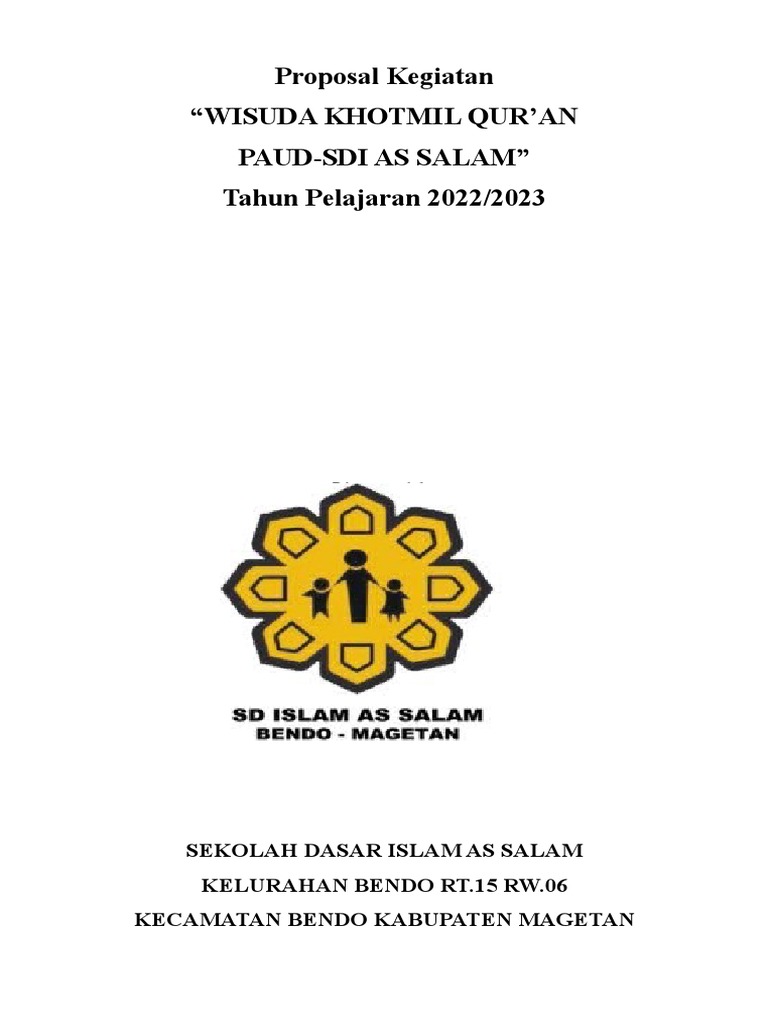 Proposal Wisuda Khotmil Qur'an PAUD | PDF