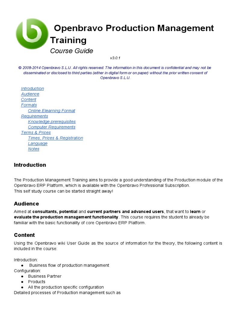 Openbravo Production Course Guide v20 | PDF | Évolution de carrière | Ordinateurs