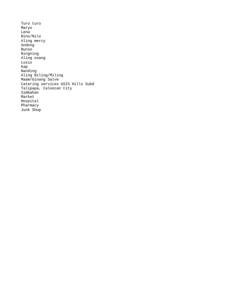 Turo Turo Movie Character List | PDF