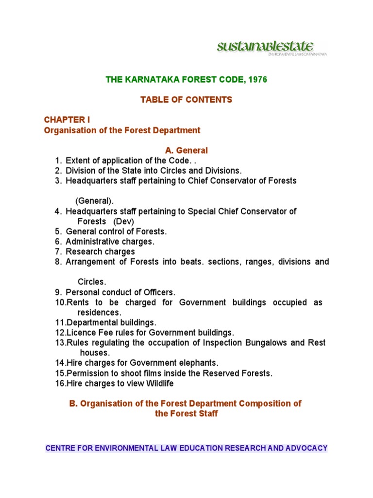 Karnataka Forest Code Overview 1976 | PDF | Natural Resource Management