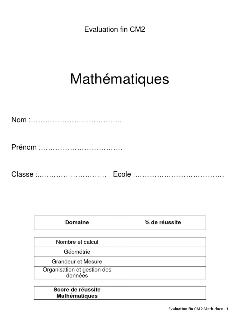 Eva Fin cm2 Math | PDF