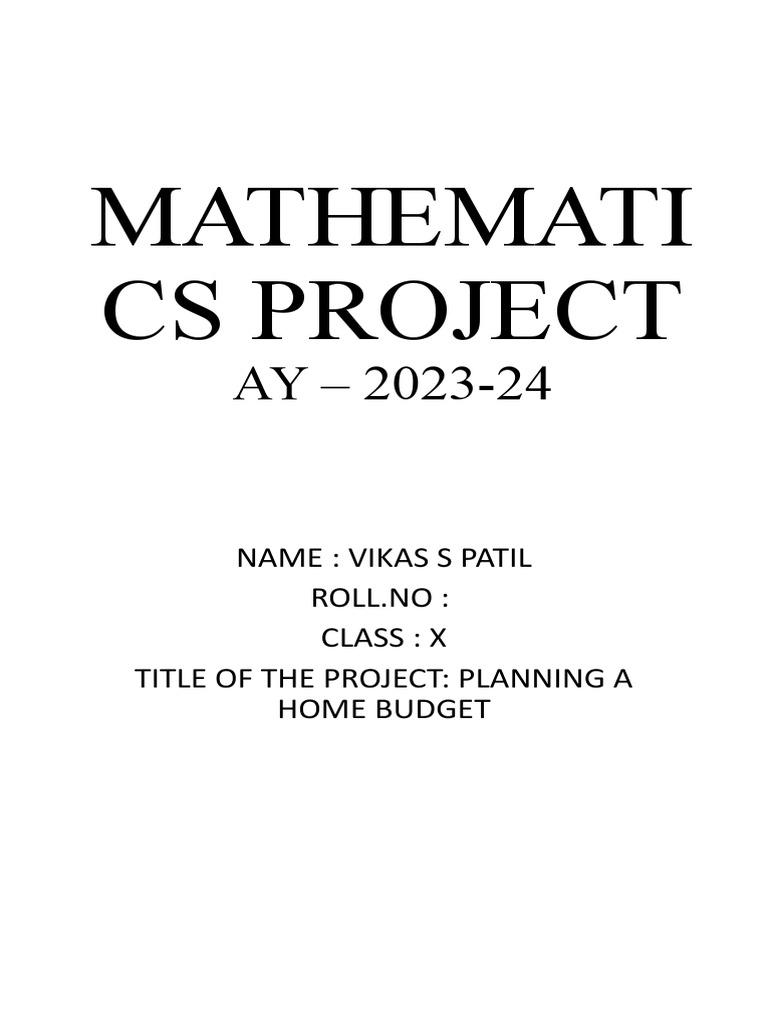 MATHEMATICS PROJECT of Vikas Patil...... | PDF | Budget | Expense