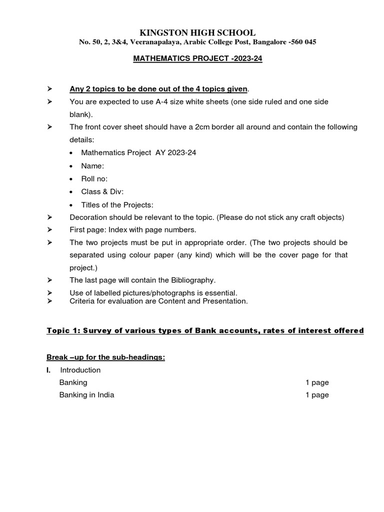 Kingston High School Project Guidelines | PDF | Paintings | Microsoft ...
