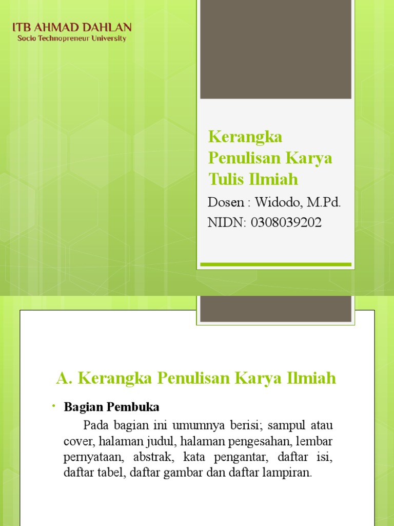 Kerangka Penulisan Karya Tulis Ilmiah | PDF | Karier & Perkembangan
