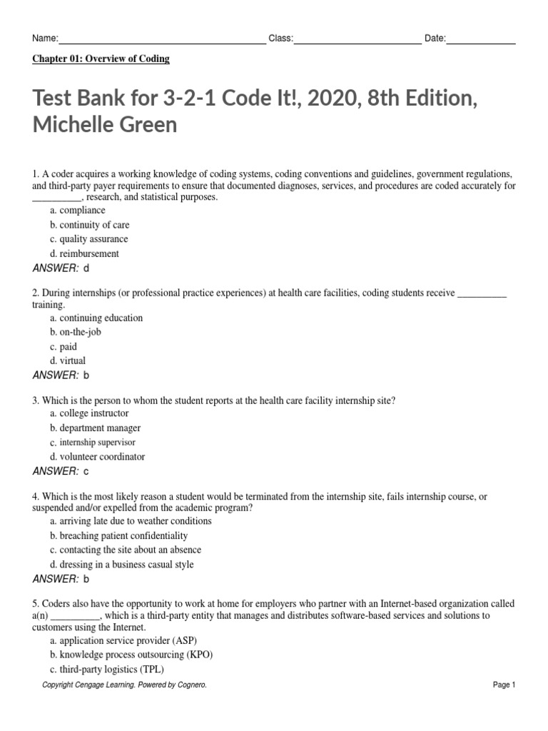 Test Bank For 3 2 1 Code It 2020 8th Edition Michelle Green | Download ...