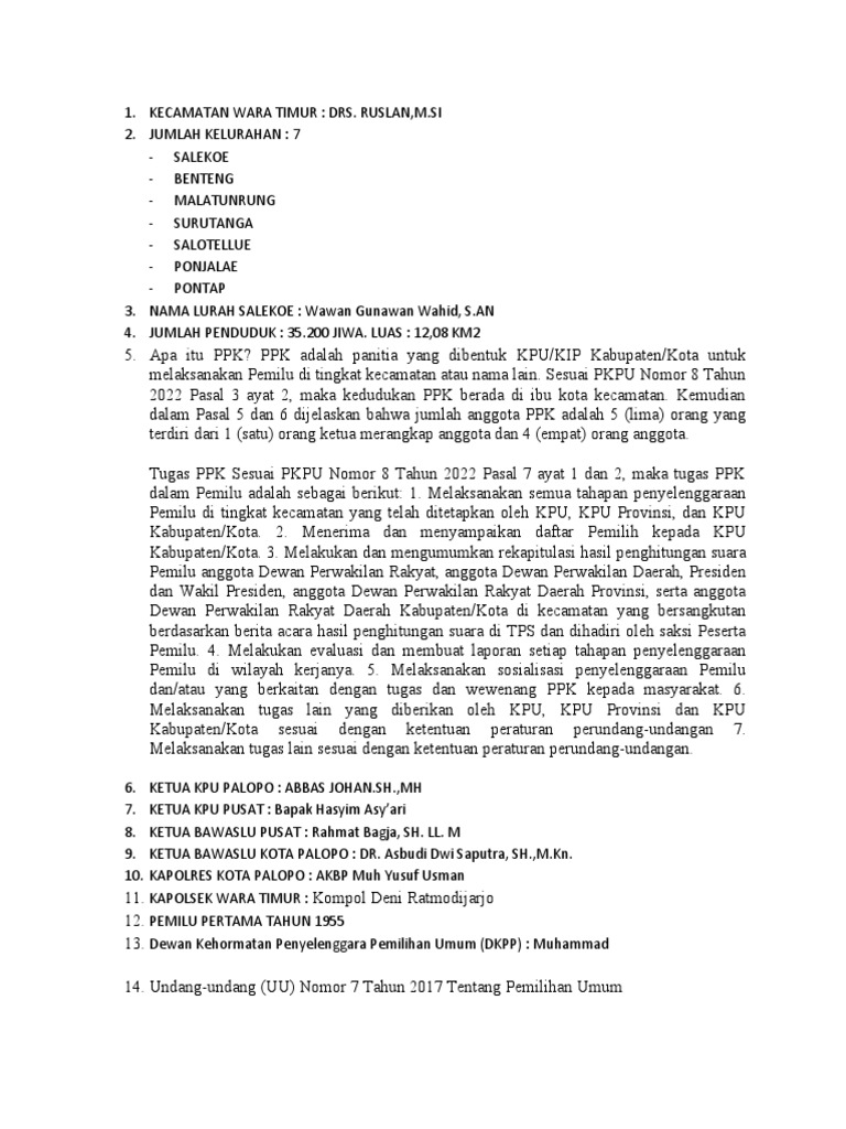 Struktur dan Tugas PPK di Wara Timur | PDF