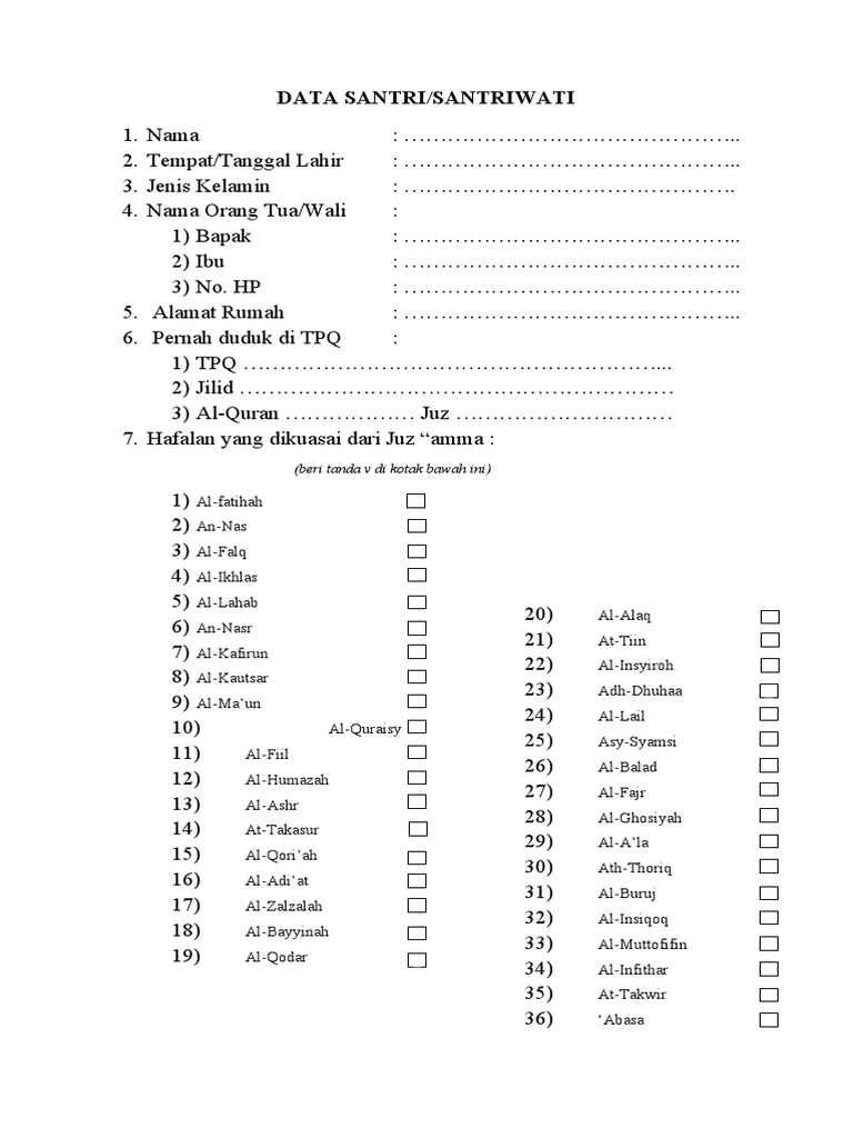 Data Santri - Salin | PDF