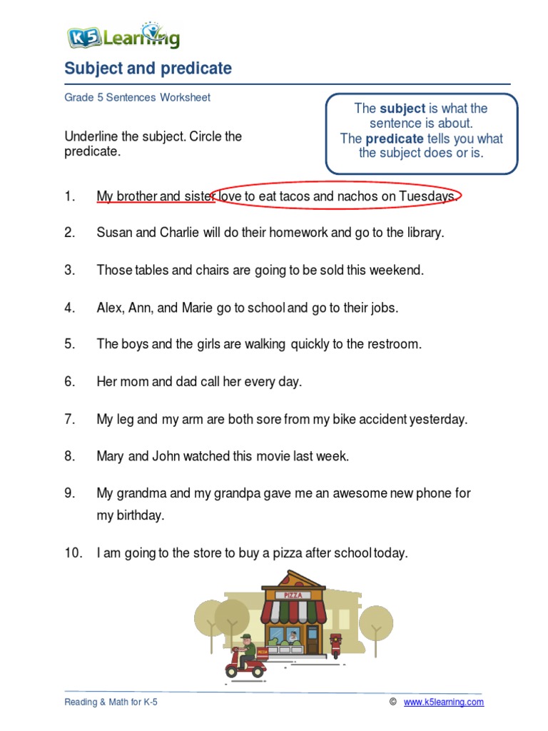 Subject and Predicate Worksheet | PDF