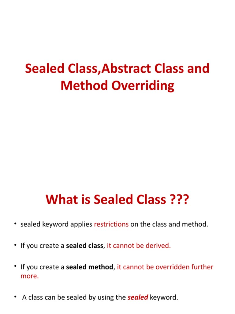 Sealed Class Pdf Method Computer Programming Inheritance