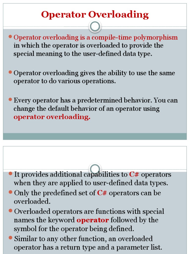 Operator Overloading Pdf C Sharp Programming Language Parameter Computer Programming 3781