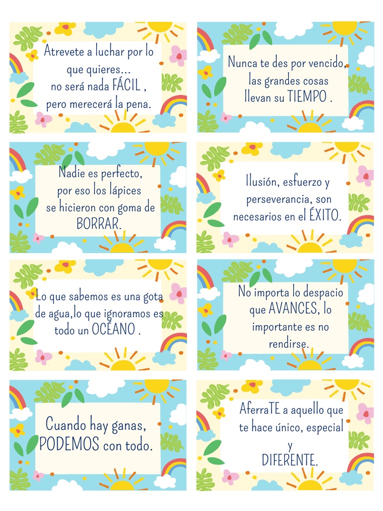 Tarjetas Motivadoras para Imprimir | PDF