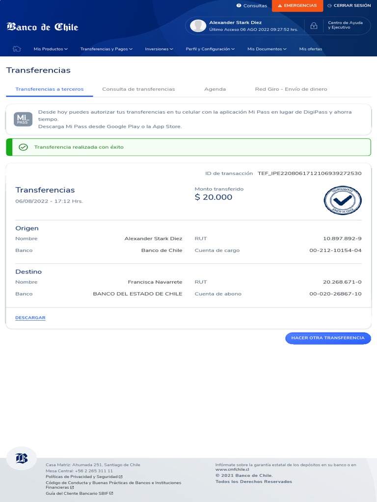 Banco de Chile Personas Banco de Chile | PDF | Bancos | Transferencia bancaria