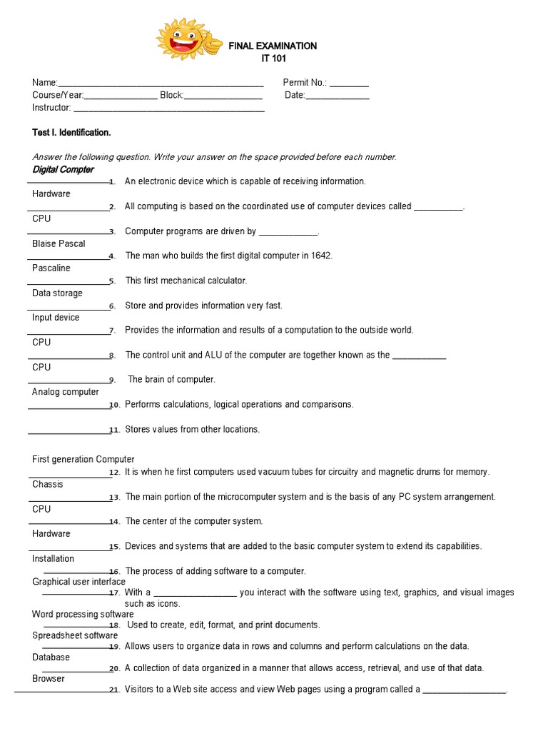 Final Exam It 101 | Download Free PDF | Computer Data Storage | Barcode