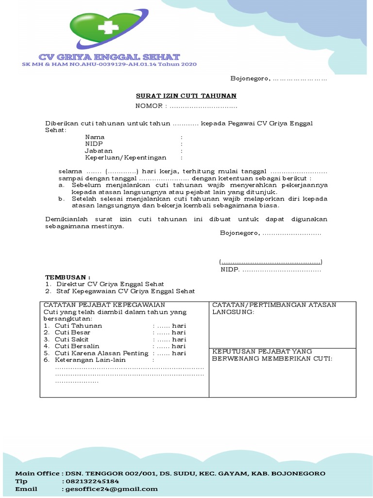 Cara Pengisian Blangko Pengajuan Cuti | PDF