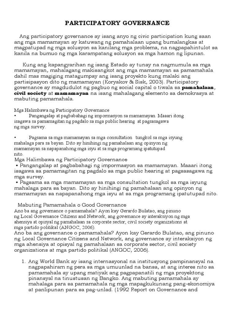 Participatory Governance | PDF