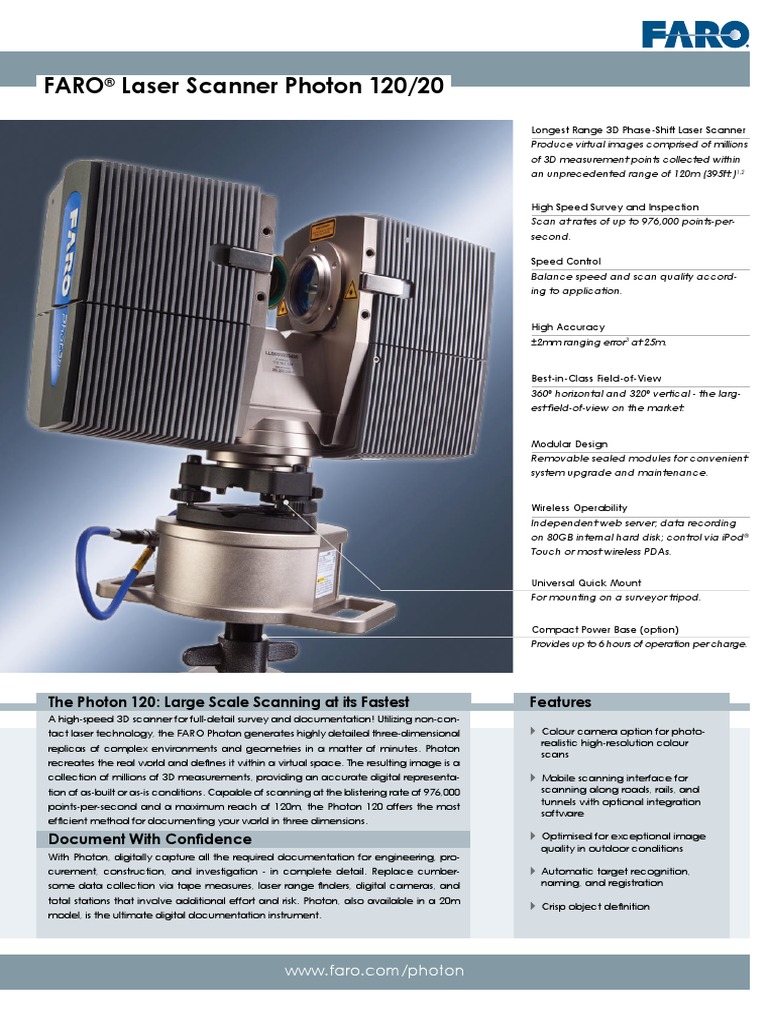 FARO Photon 120 Tech Sheet | PDF | Image Scanner | Laser