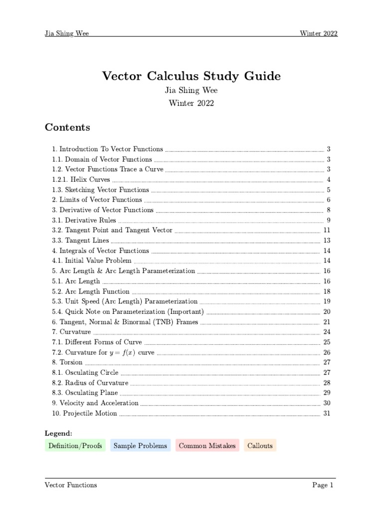 Vector Calculus Study Guide | PDF | Mathematical Analysis | Geometry