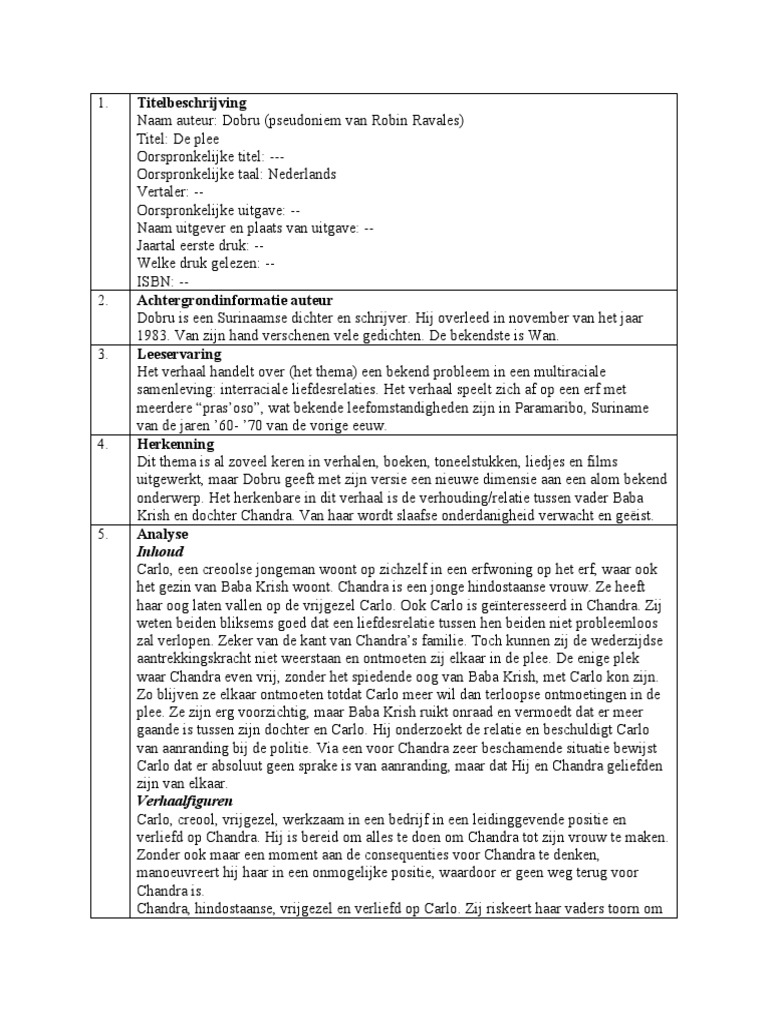Leesverslag DE PLEE | PDF