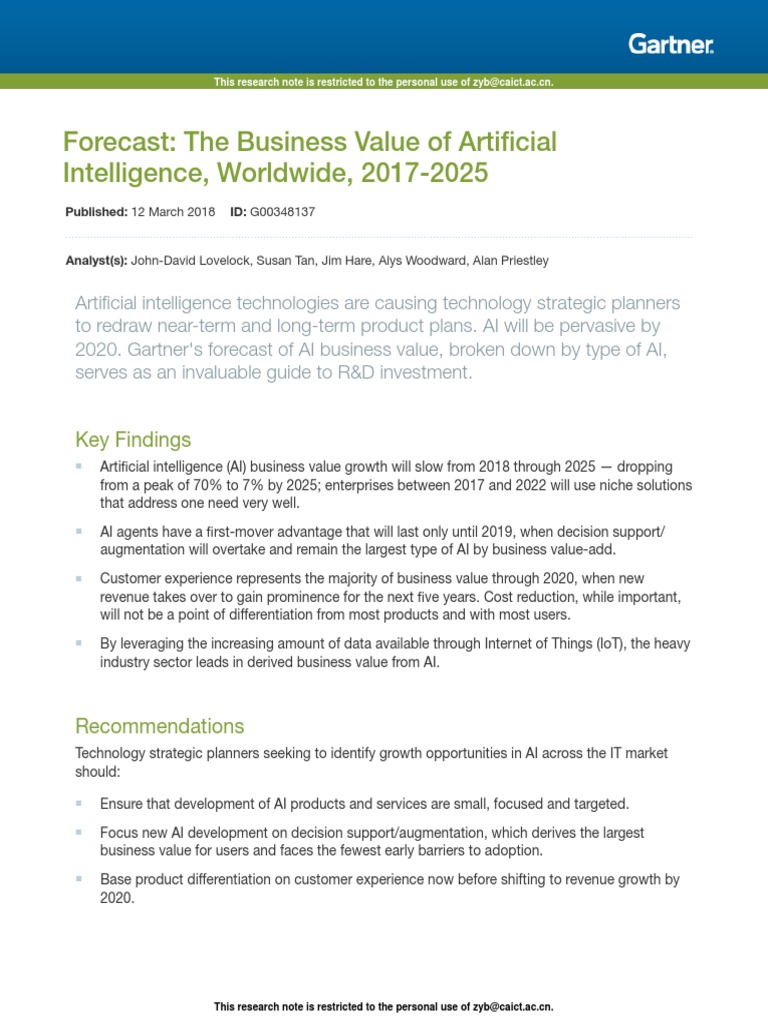 Forecasting Business Value of AI - 2025 | PDF | Artificial Intelligence ...