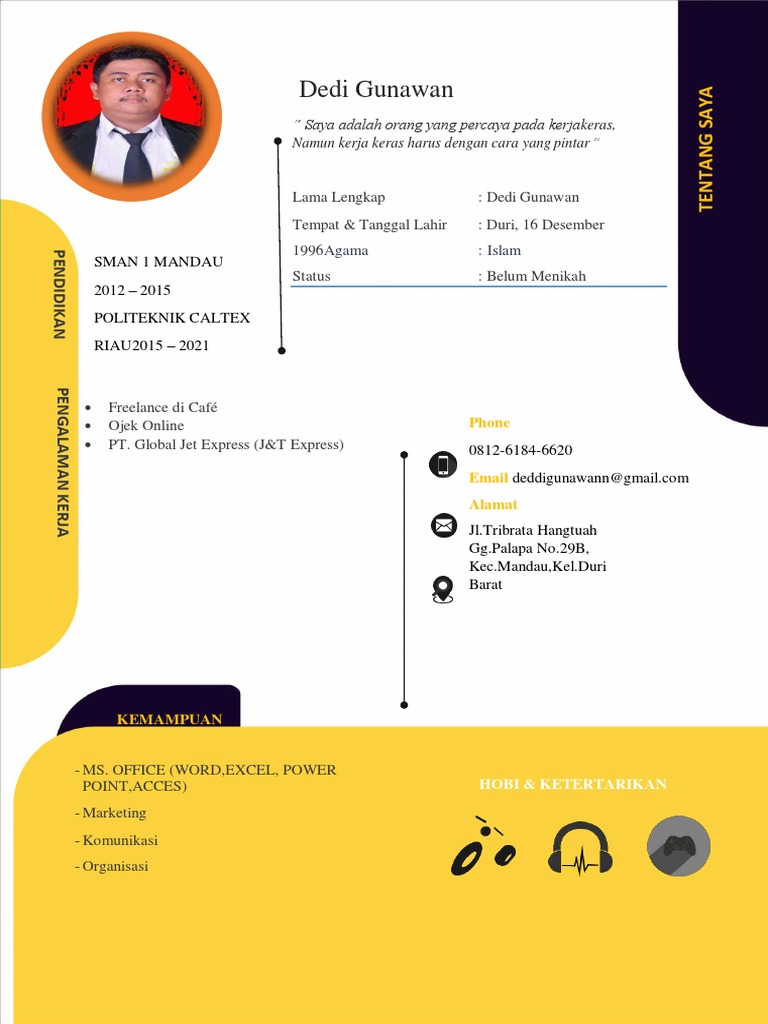 CV Dedi Gunawan Lengkap | PDF