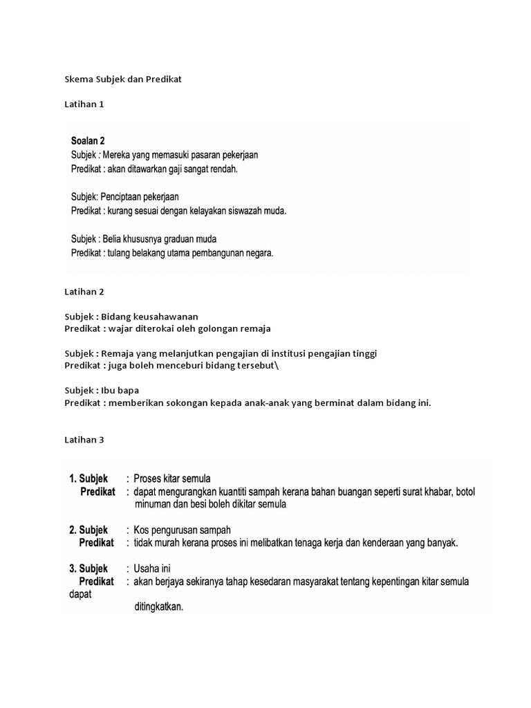 Skema Subjek Dan Predikat | PDF