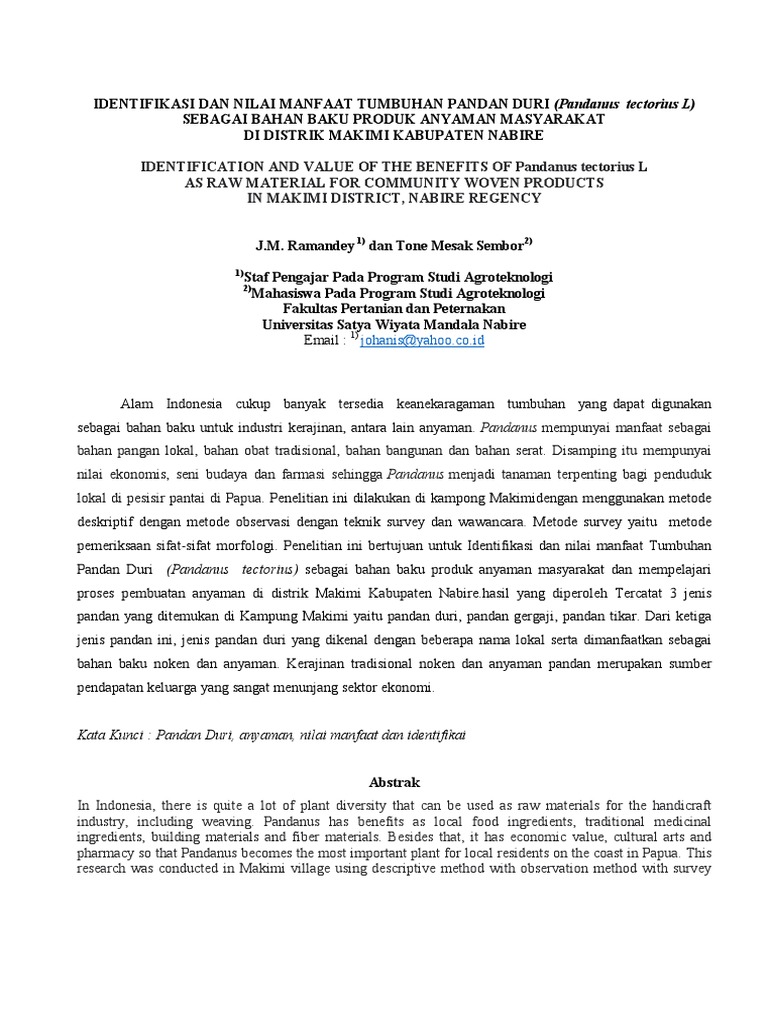 Manfaat Pandan Duri untuk Anyaman Masyarakat | PDF | Griya & Taman