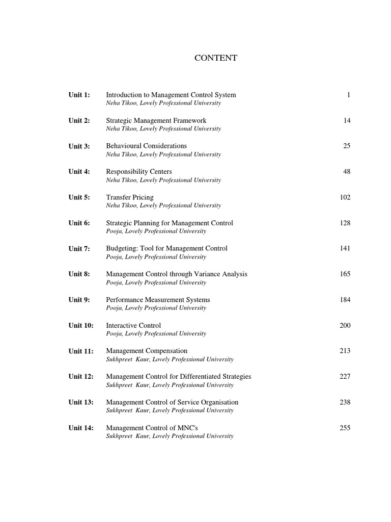 Overview of Management Control Systems | PDF | System | Information
