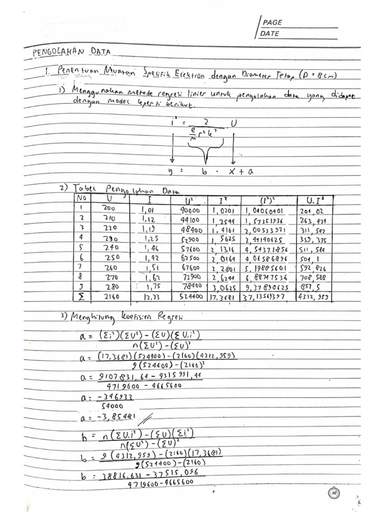 Pengolahan Data Modul Muatan Spesifik Elektron | PDF