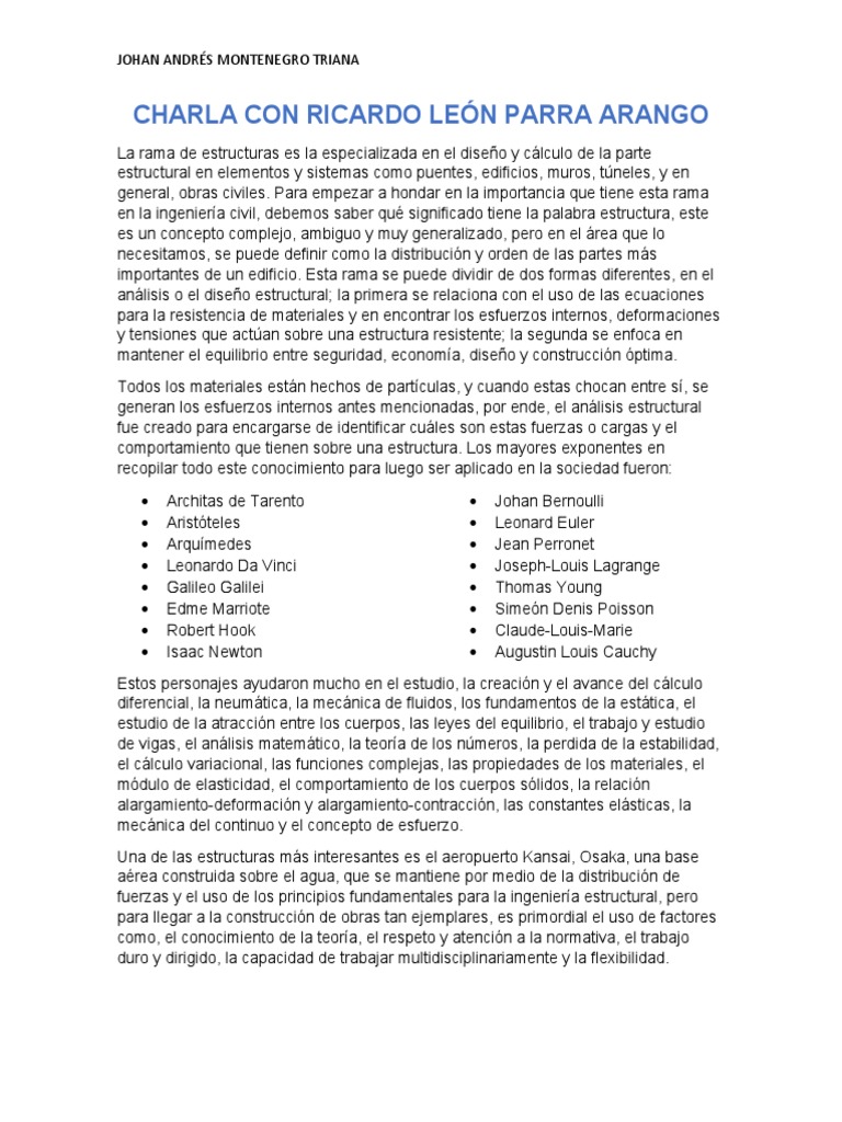 Johan Montenegro Charla Con Ricardo León Parra Arango | PDF