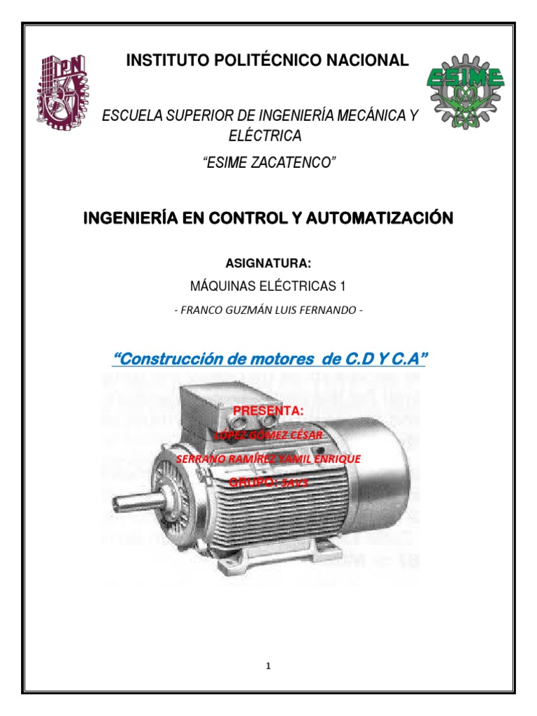 Práctica 1 - Máquinas Elécricas | PDF | Motor eléctrico | Inductor