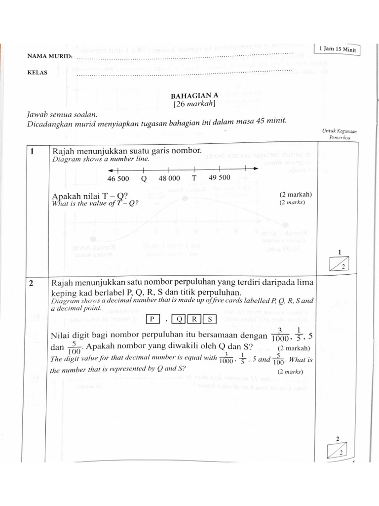 Uasa Yr 6 Maths New Format (2) | PDF