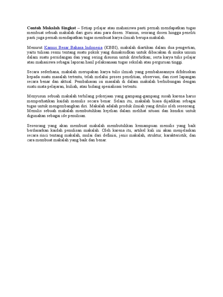 Contoh Makalah Singkat | PDF