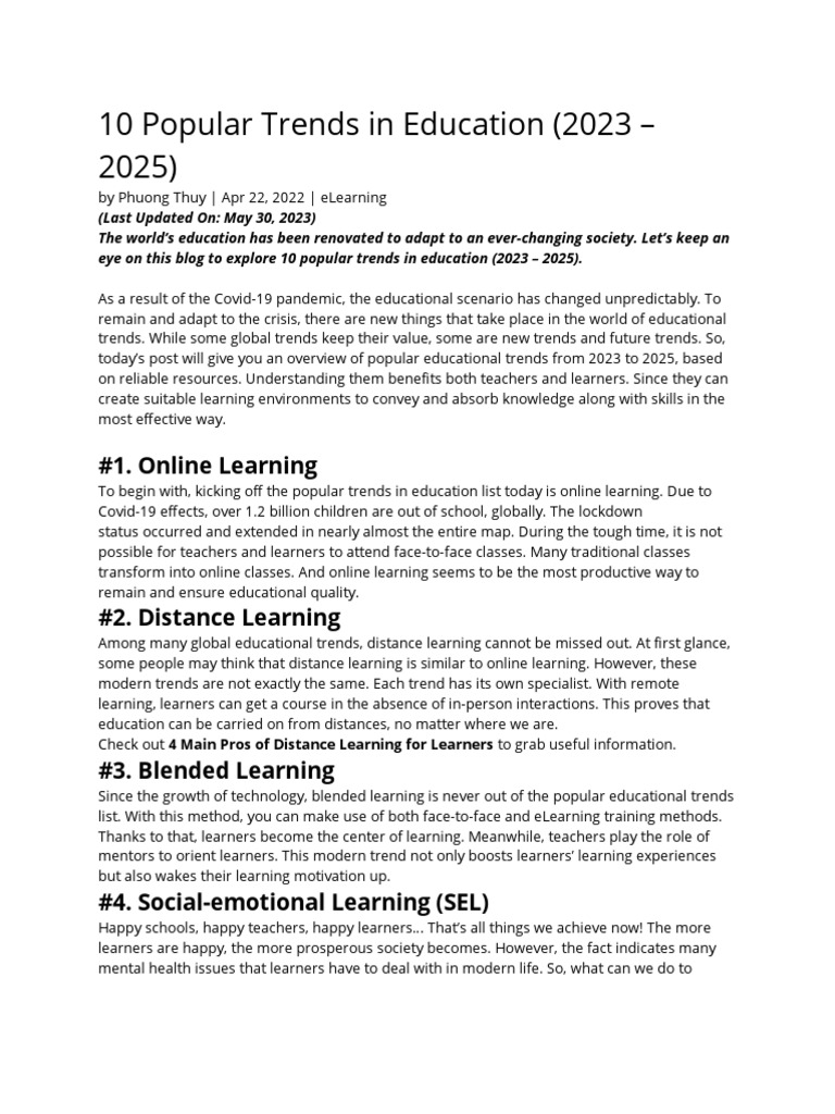 10 Popular Trends in Education | PDF | Learning | Educational Technology