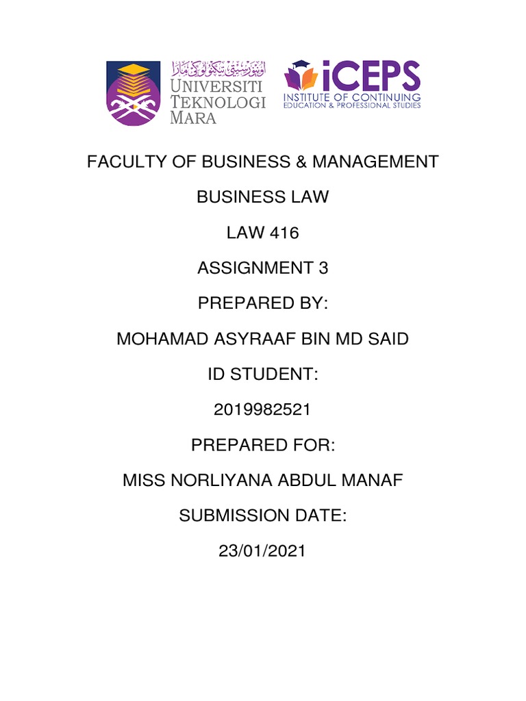 Assignment Bis Law 416 Pdf Sales Possession Law 