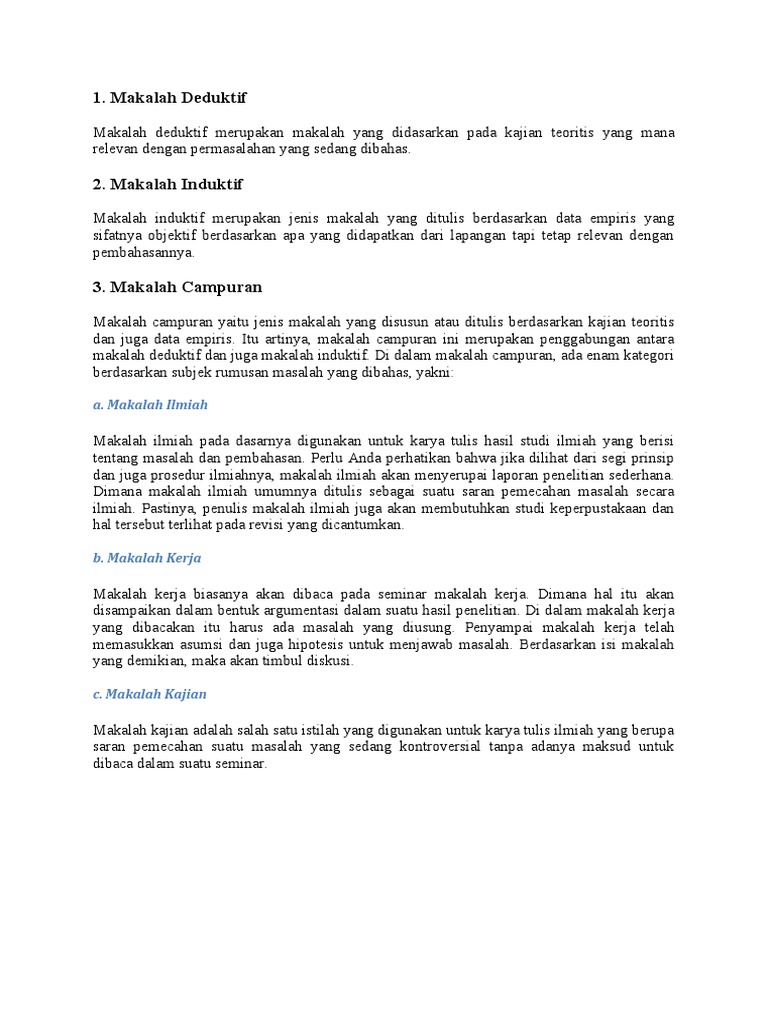 Struktur dan Contoh Makalah Deduktif | PDF