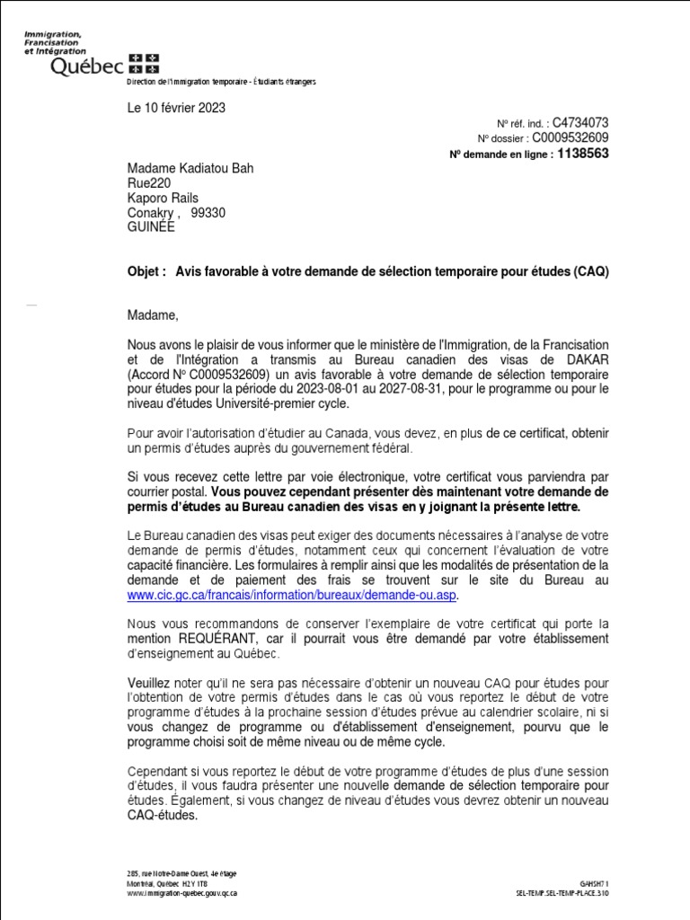 Objet: Avis Favorable À Votre Demande de Sélection Temporaire Pour ...