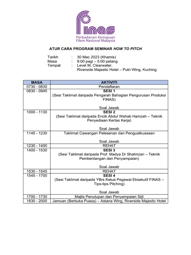 ATURCARA PROGRAM SEMINAR HOW TO PITCH | PDF