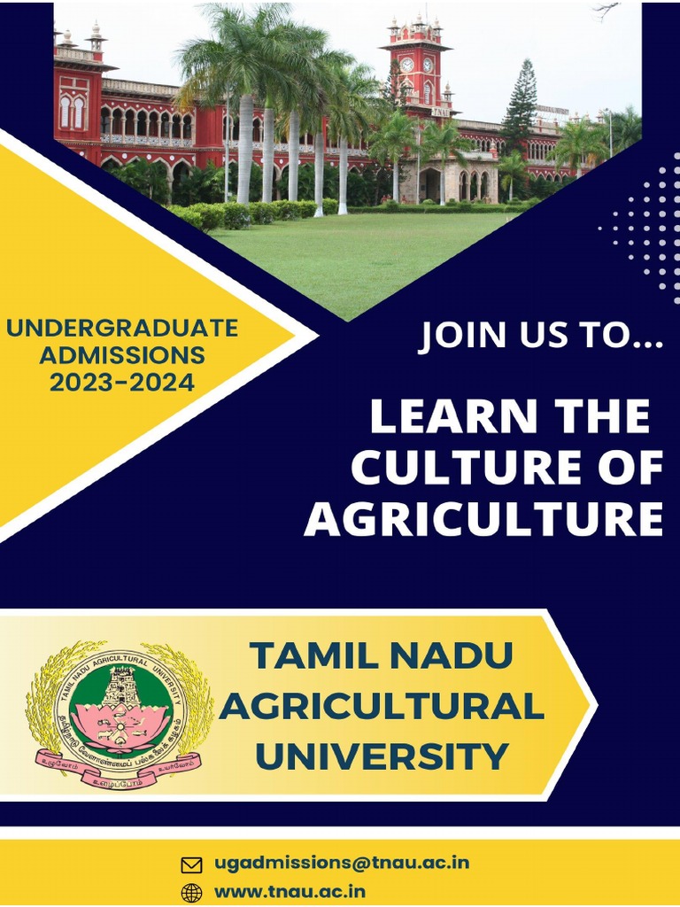 TNAU+UG+Final+Brochure 2023 | PDF | University And College Admission | Academic Degree