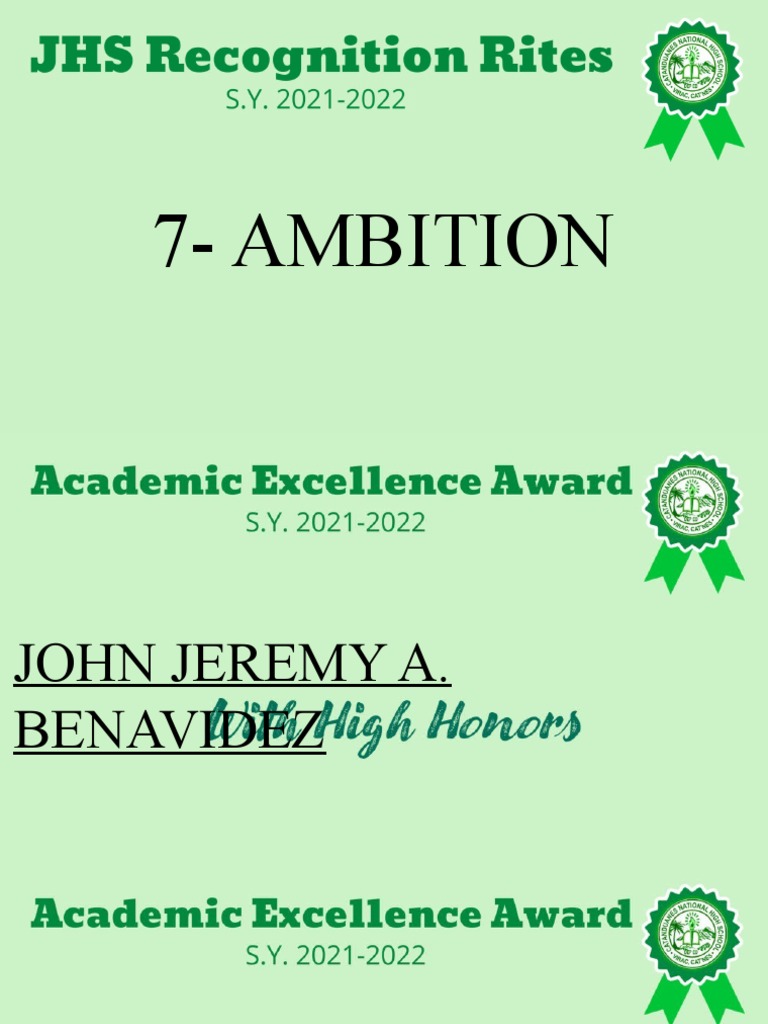 7 AMBITION Recog-Template - JHS | PDF