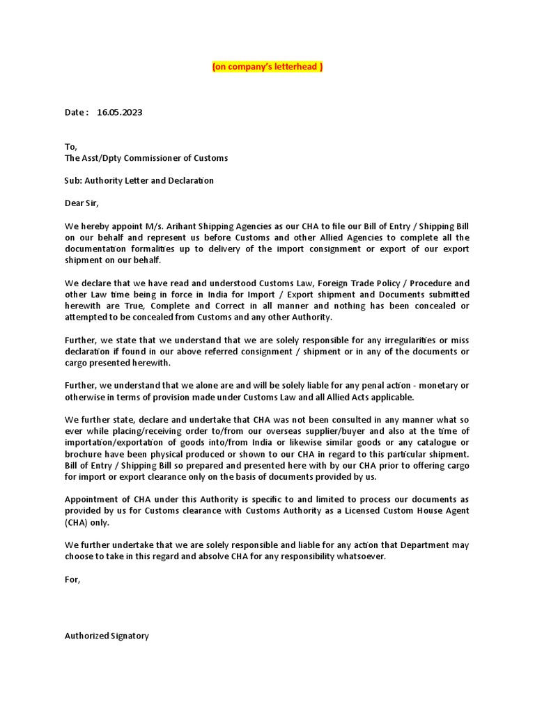 CHA Authority letter[43] | PDF