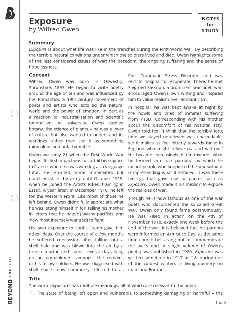 t4 e 1298 Gcse Poetry Exposure Notes for Study Ver 2 | PDF | Rhyme | Poetry