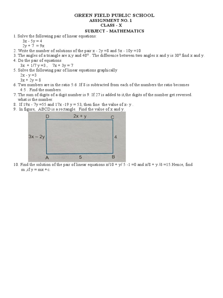 Maths Assignment No - 2 of Class 10 | PDF