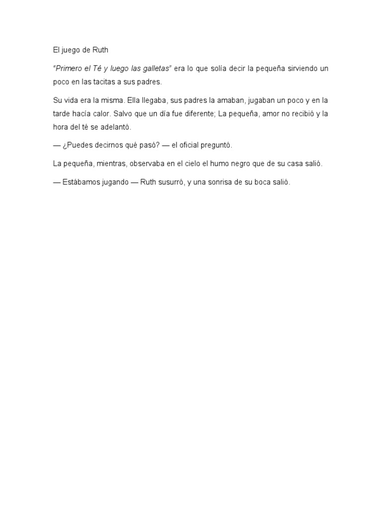 El Juego de Ruth (Microcuento) | PDF