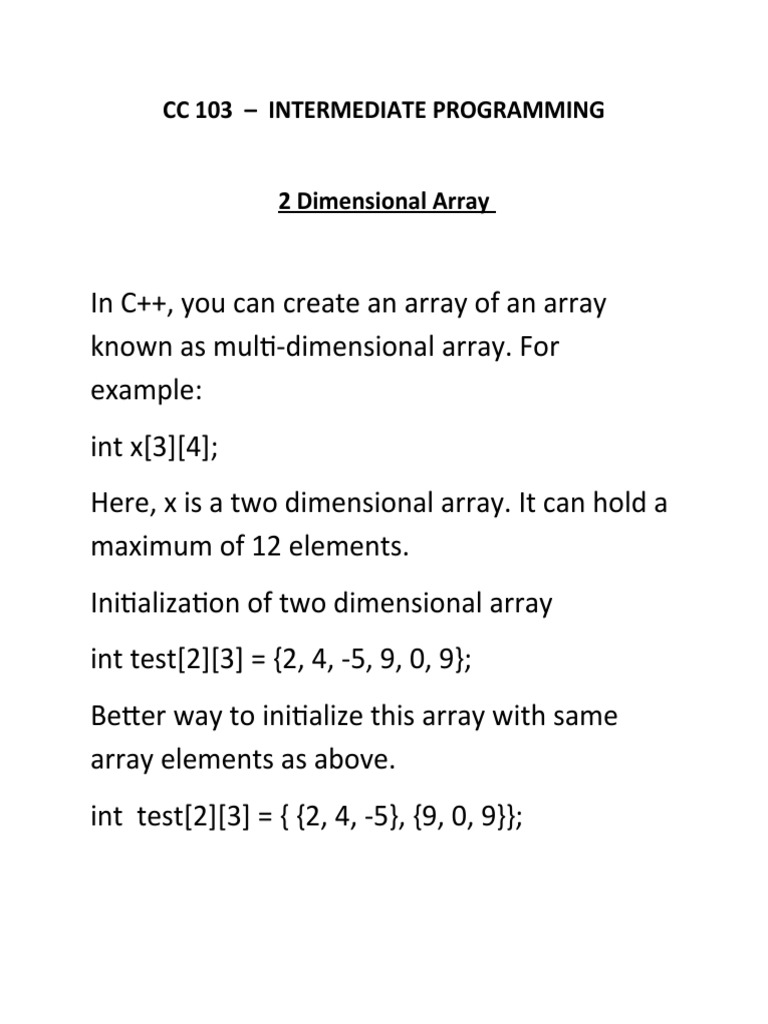 Two-Dimensional Array | Download Free PDF | Software Development | Data Management