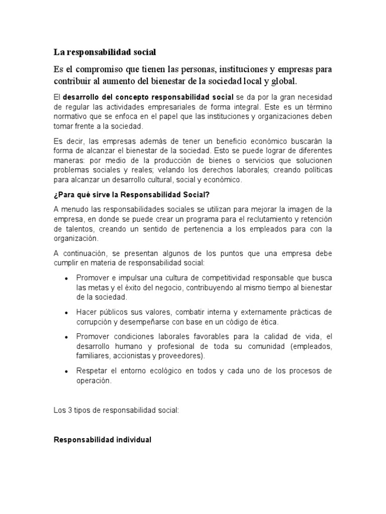 La Responsabilidad Social | PDF