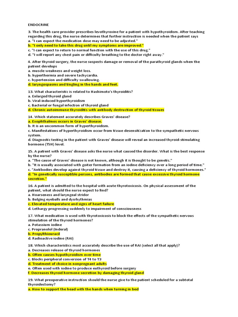 Ms-Endocrine Sample Questions | PDF
