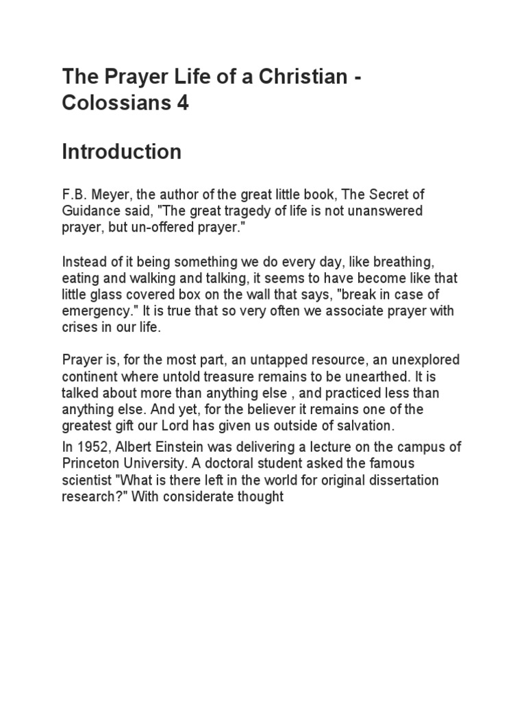 The Prayer Life of A Christian | PDF | Intercession | Prayer