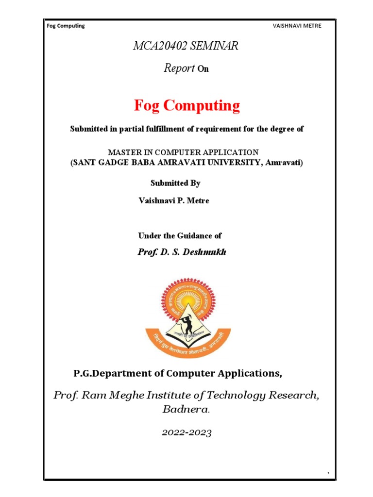 Fog Computing Seminar Report | PDF | Computers